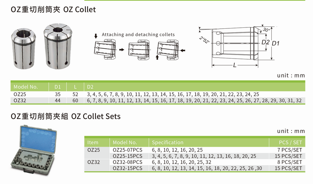 OZ Collet / OZ Collet Sets - Spring Collet